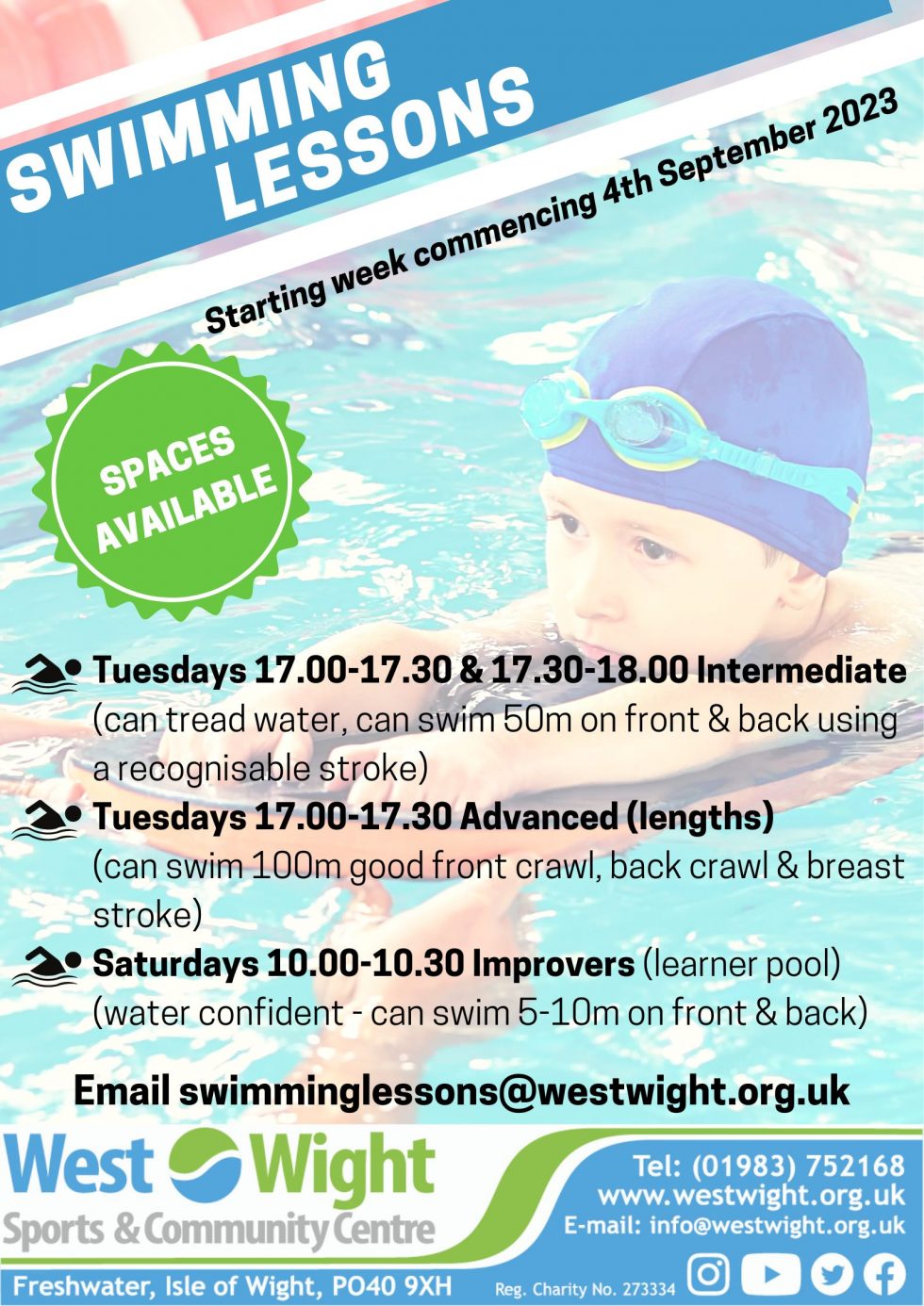 Swimming Lessons - Spaces Available - West Wight Sports and Community ...