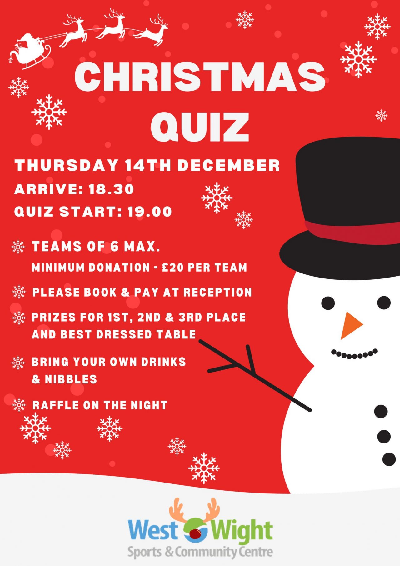 Christmas Quiz - Thursday 14th December 2023 - West Wight Sports and ...